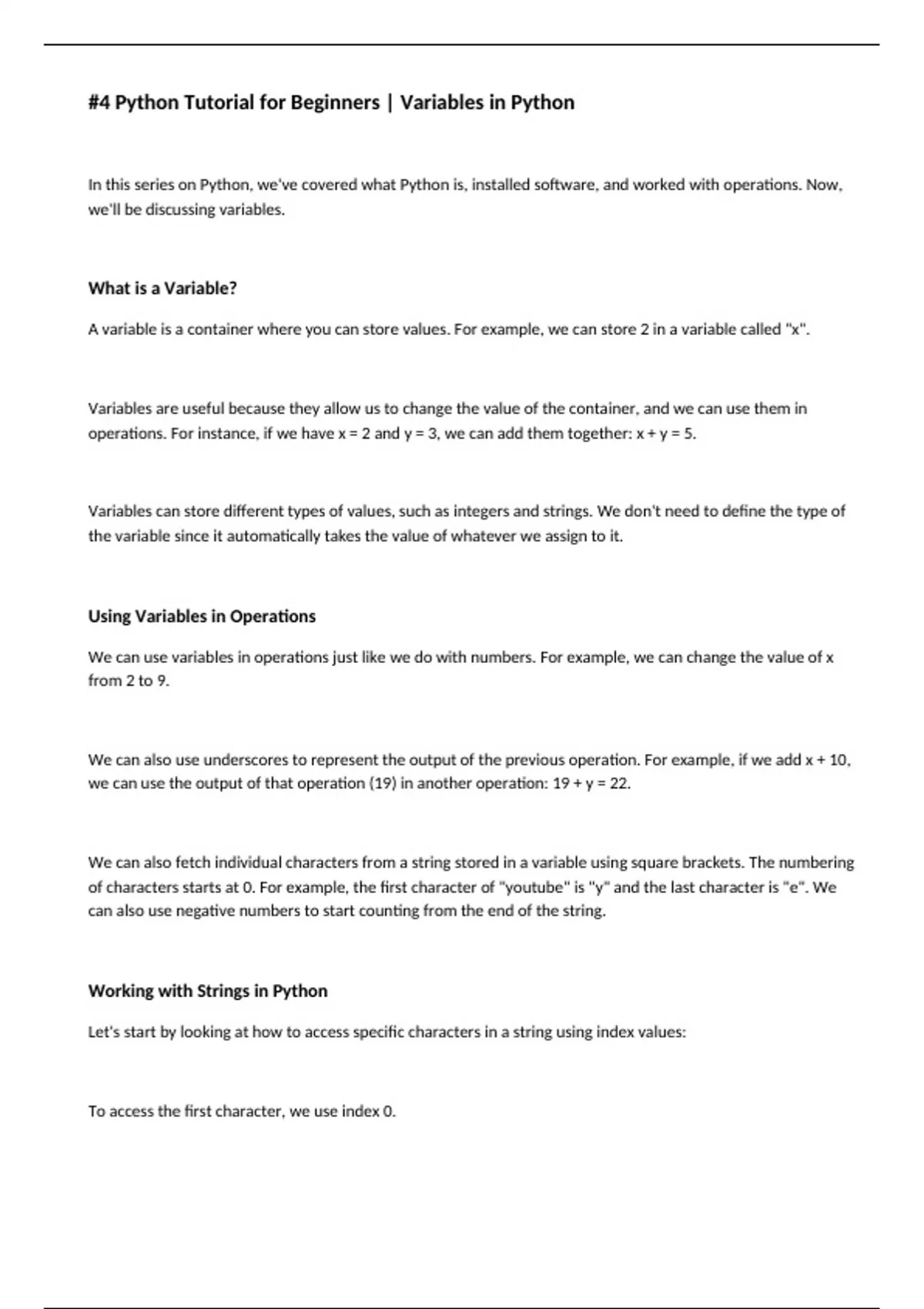 Summary basics of python - Python programming for beginners - Stuvia US