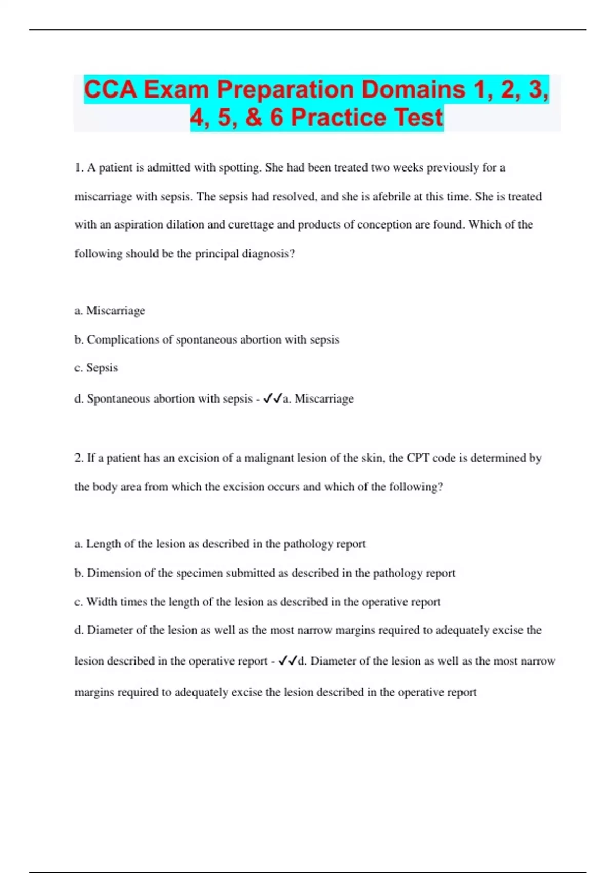 CCA Exam Preparation Domains 1, 2, 3, 4, 5, & 6 Practice Test | 200 ...
