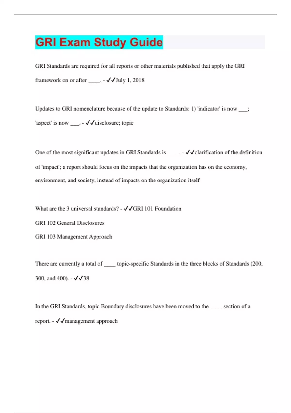 GRI Exam Study Guide | 80 Questions with 100% Correct Answers ...