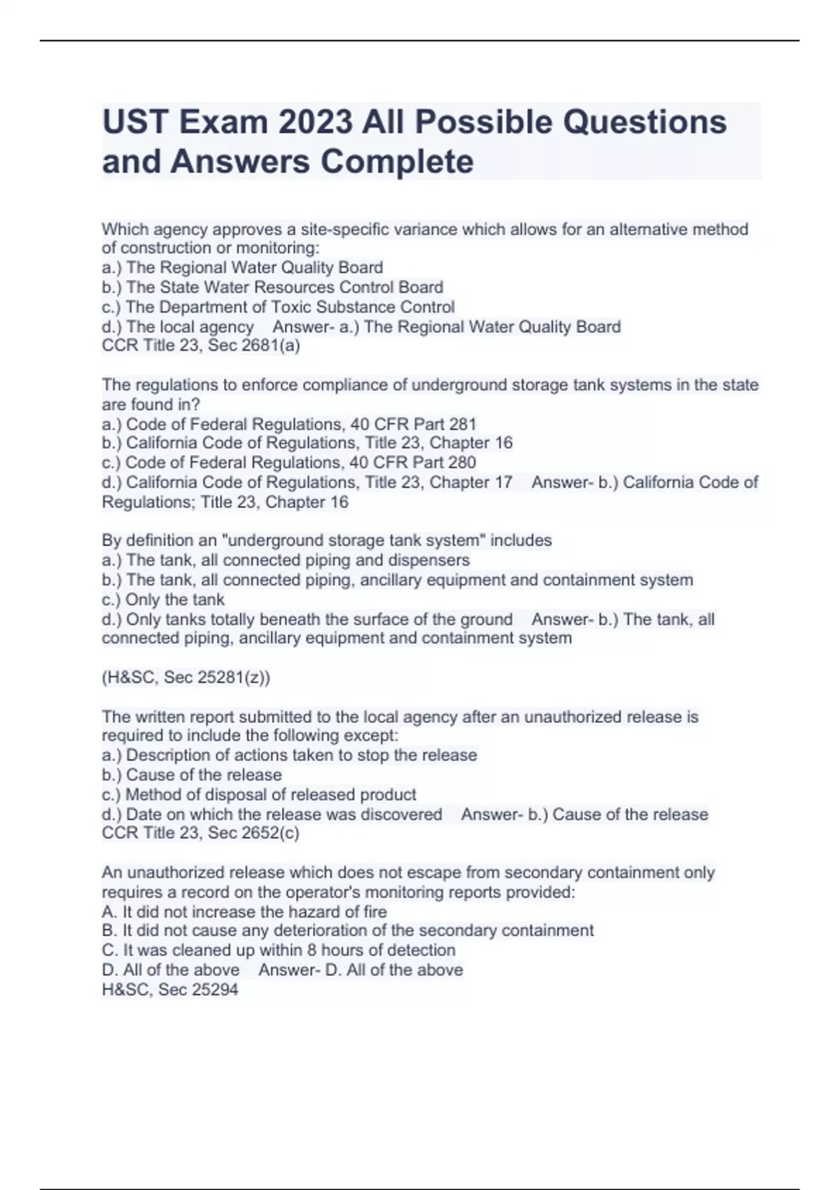 UST Exam 2023 All Possible Questions and Answers Complete - UST - Stuvia US