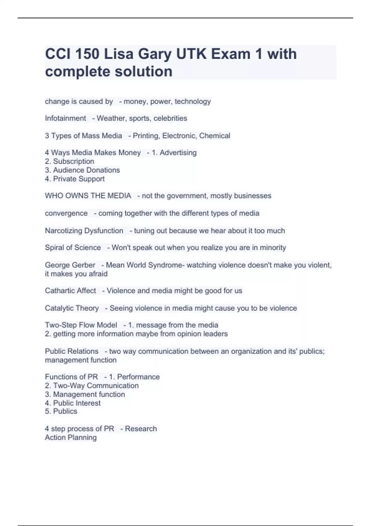 CCI 150 Lisa Gary UTK Exam 1 with complete solution - CCI 150 - Stuvia US