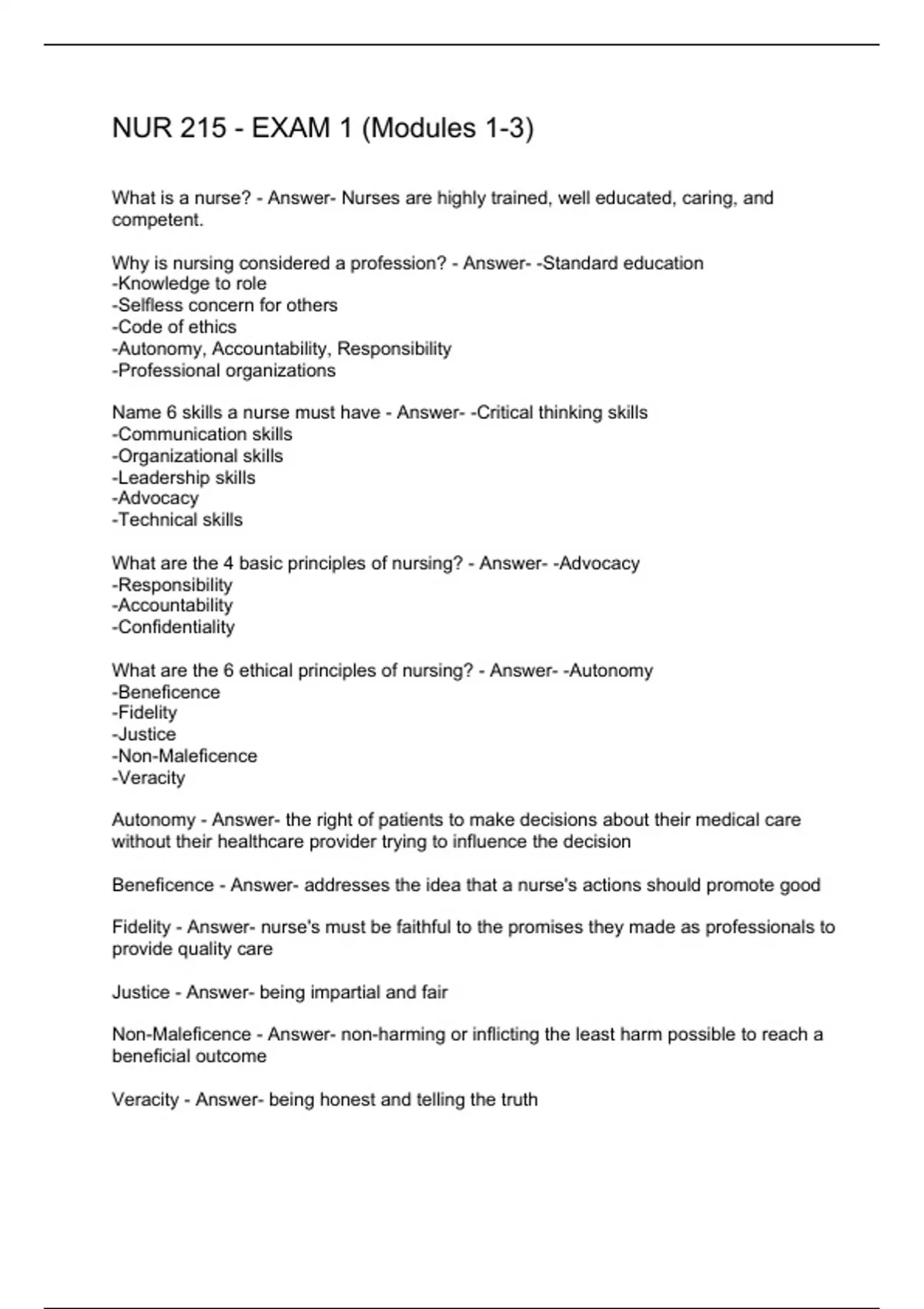 NUR 215 - EXAMS BUNDLE - Stuvia US