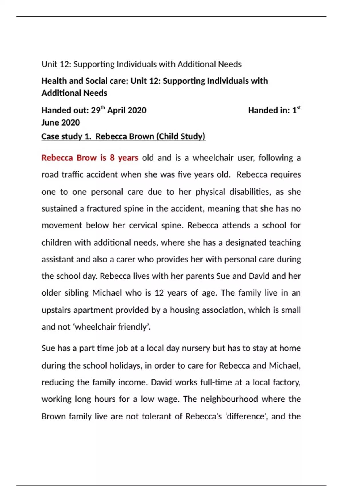 Unit 12 Assignment Break Down Health And 1306 Stuvia Us