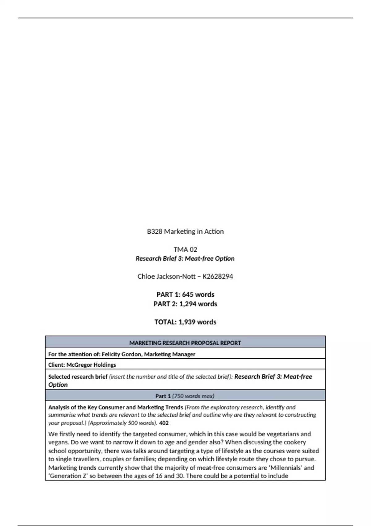 B328 Marketing in Action TMA01, TMA02, EMA - Graded 2:1 - Stuvia UK