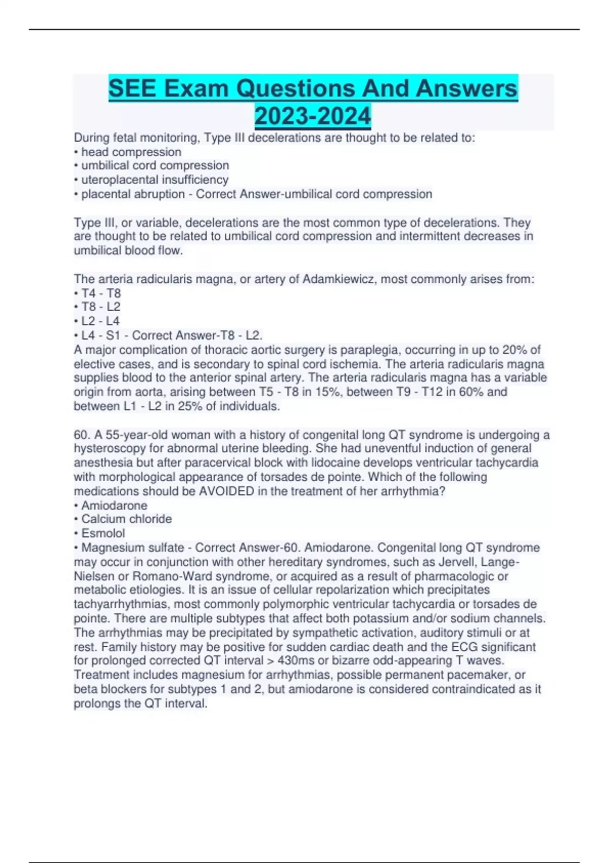 SEE Exam Questions And Answers - SEE - Stuvia US