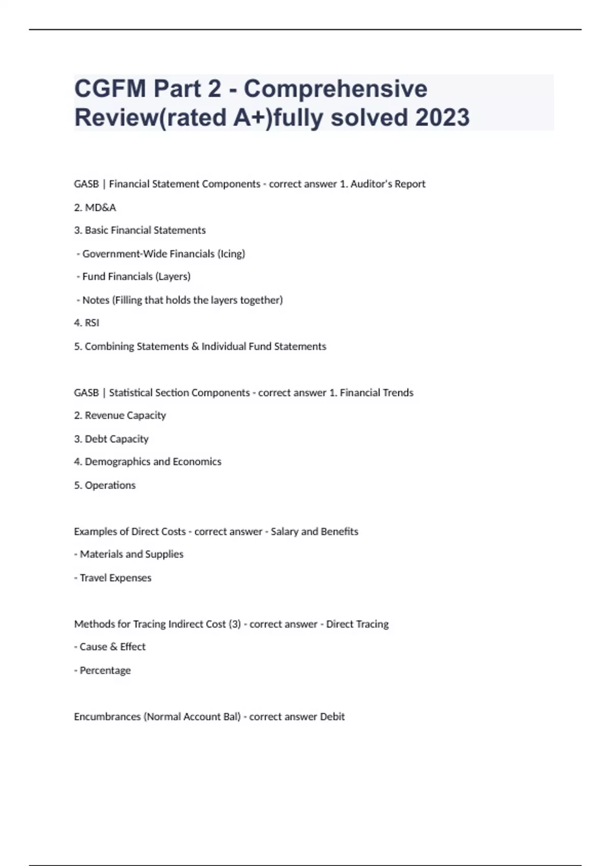 CGFM Part 2 - Comprehensive Review(rated A+)fully solved 2023 - CGFM ...