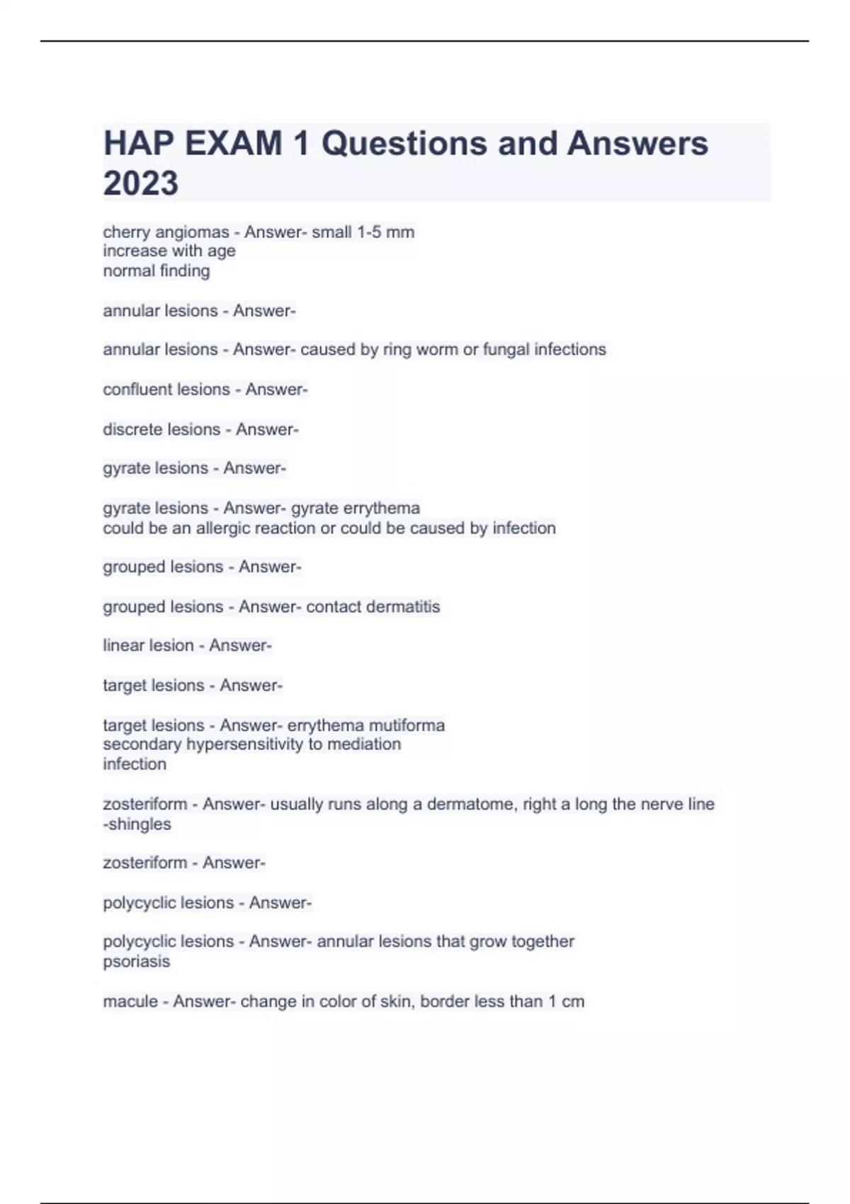 HAP EXAM 1 Questions and Answers 2023 - HAP - Stuvia US