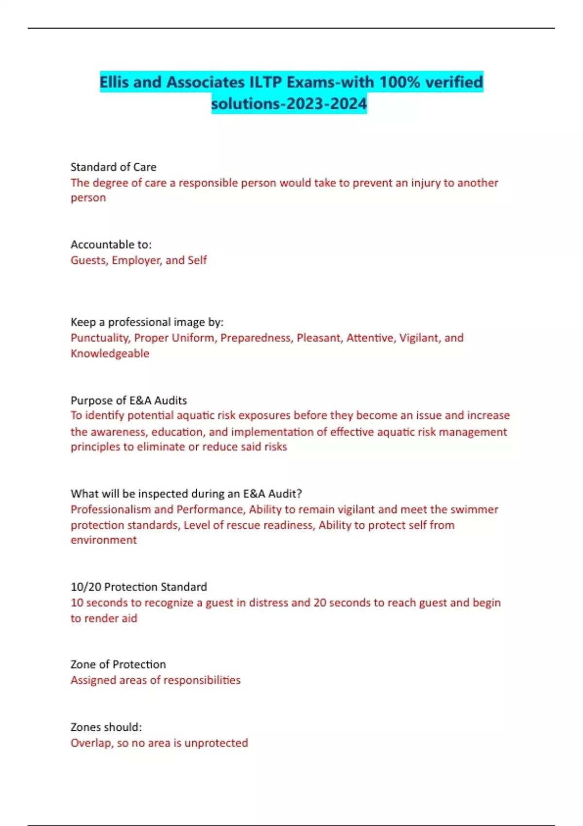 Ellis and Associates ILTP Exams-with 100% verified solutions- - Ellis ...