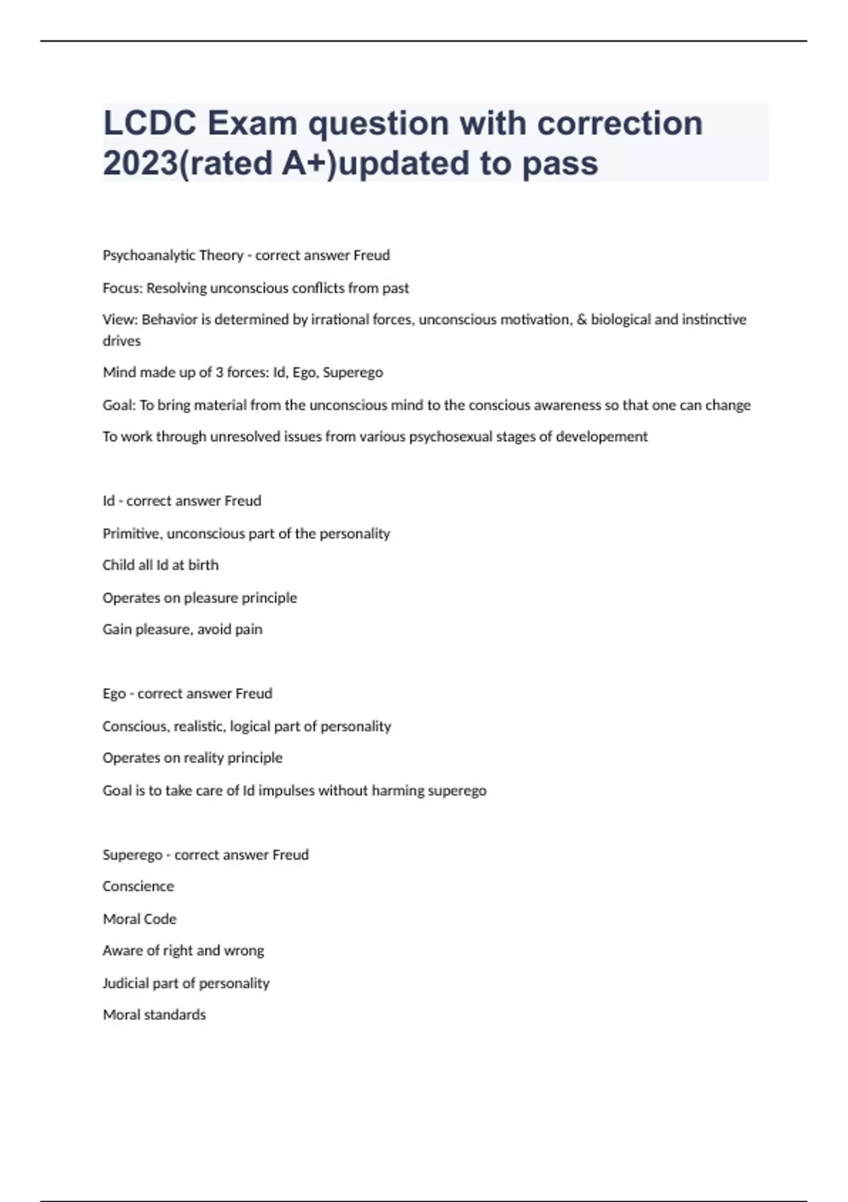 LCDC Exam question with correction 2023(rated A+)updated to pass - LCDC - Stuvia US