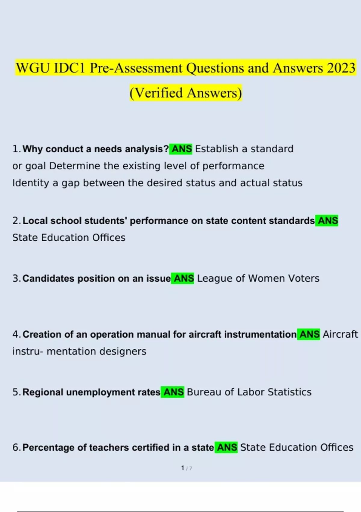 WGU IDC1 Pre-Assessment Questions With Verified Answers - WGU IDC1 ...