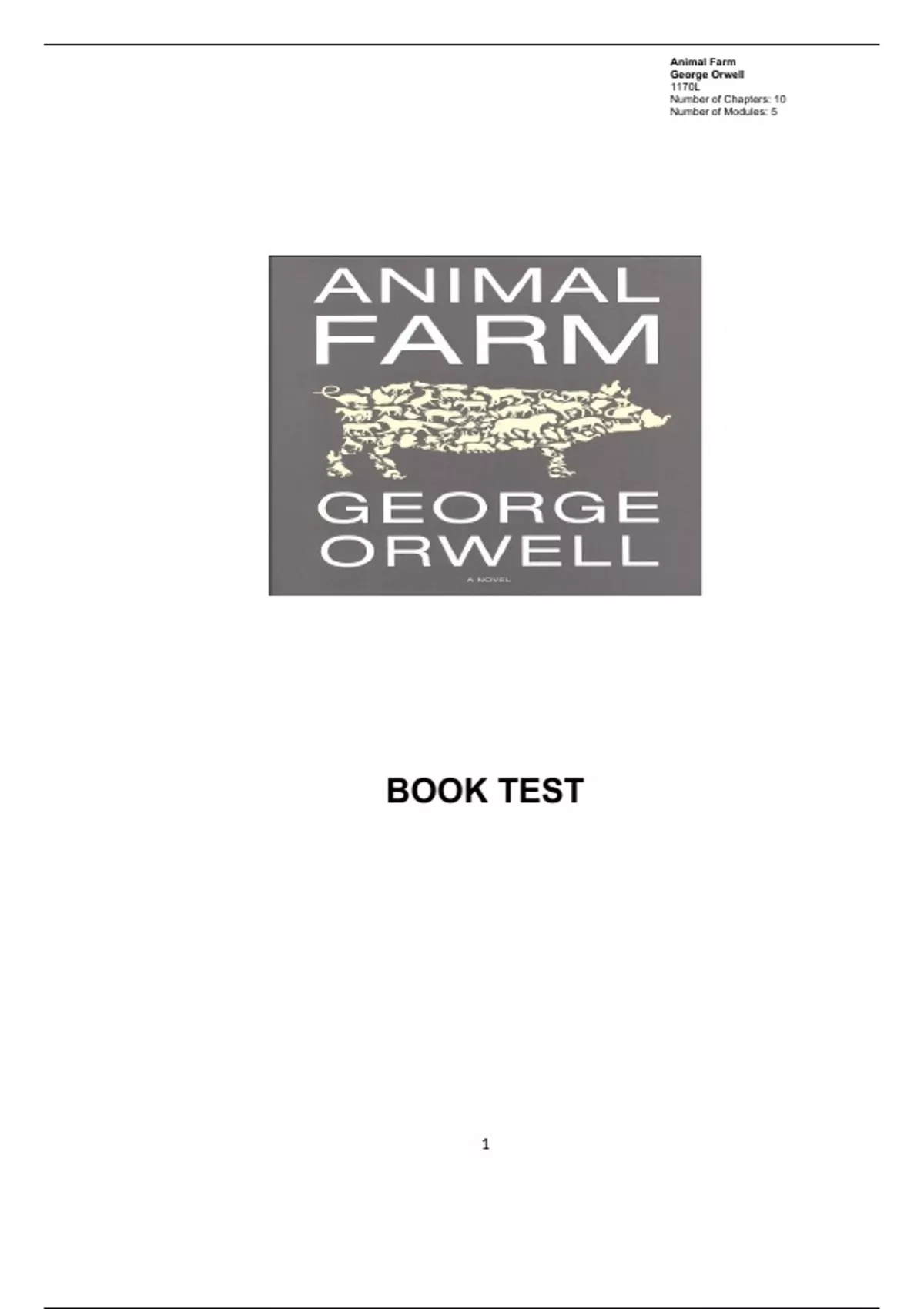 Animal Farm by George Orwell book test Questions with 100% Correct ...