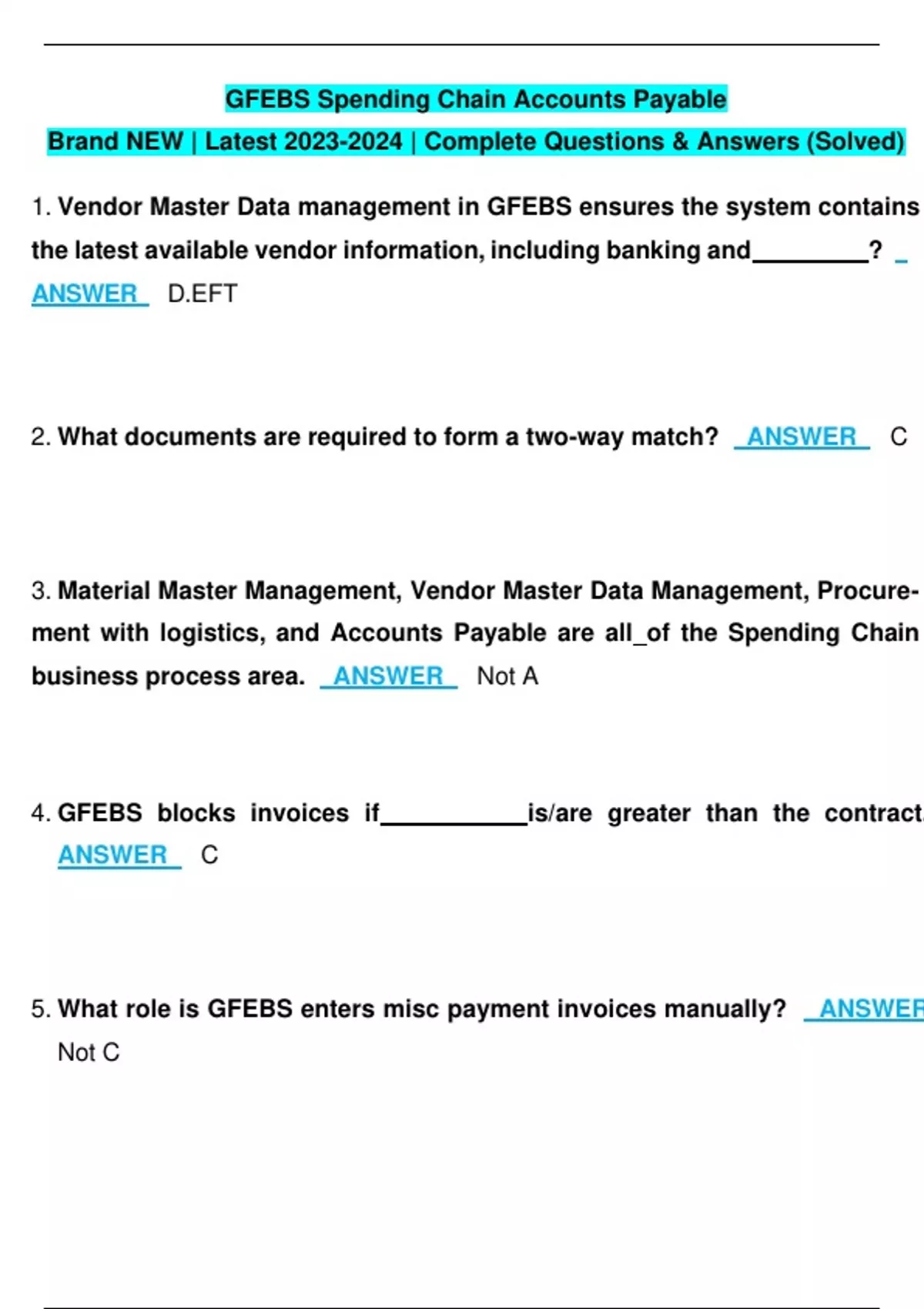 GFEBS Spending Chain Accounts Payable Brand NEW | Latest | Complete ...
