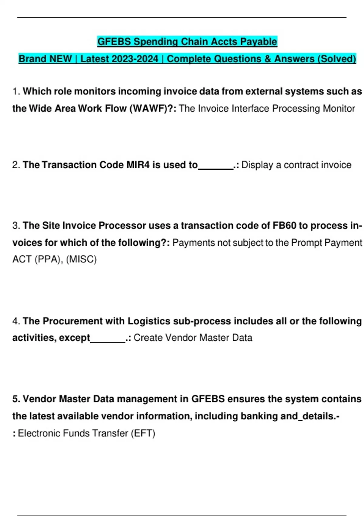 GFEBS Spending Chain Accts Payable Brand NEW | Latest | Complete ...