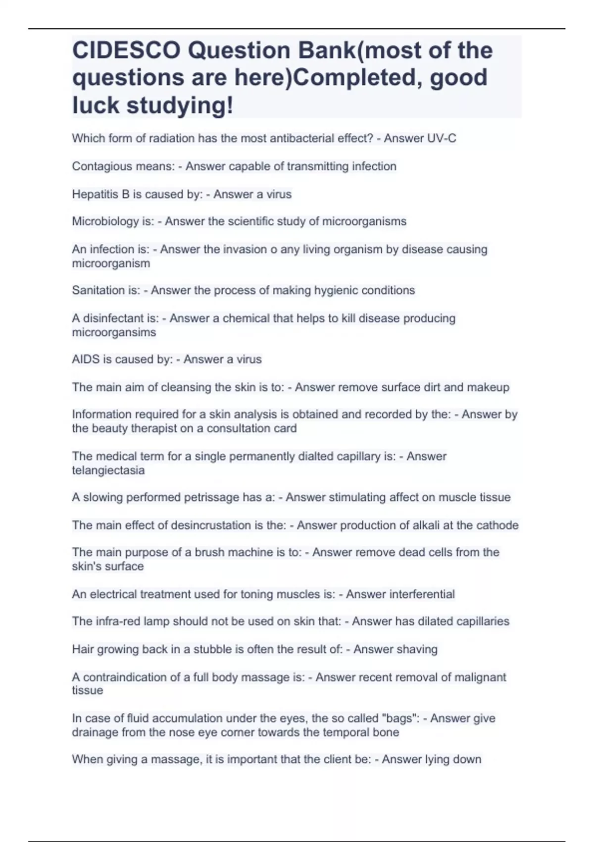 CIDESCO Question Bank(most of the questions are here)Completed, good ...