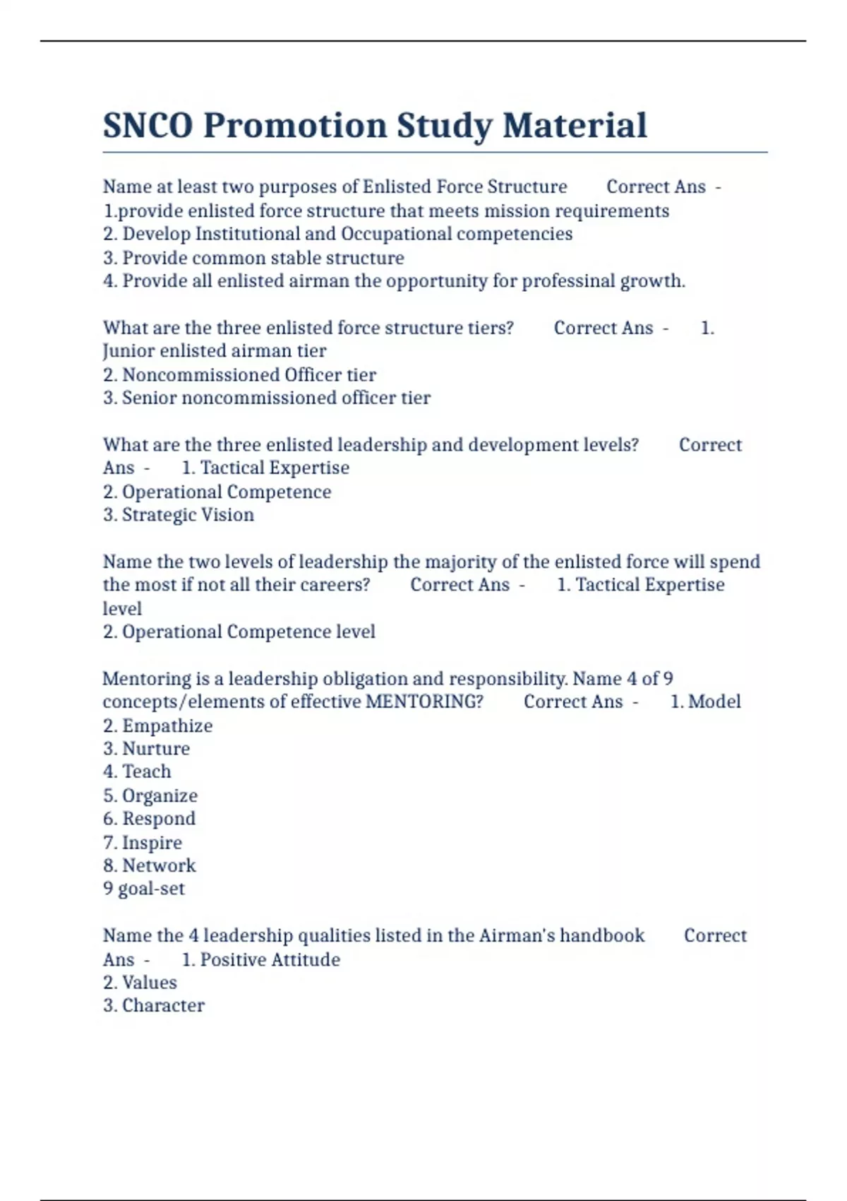 SNCO Promotion Study Material - SNCO Promotion Study Material - Stuvia US