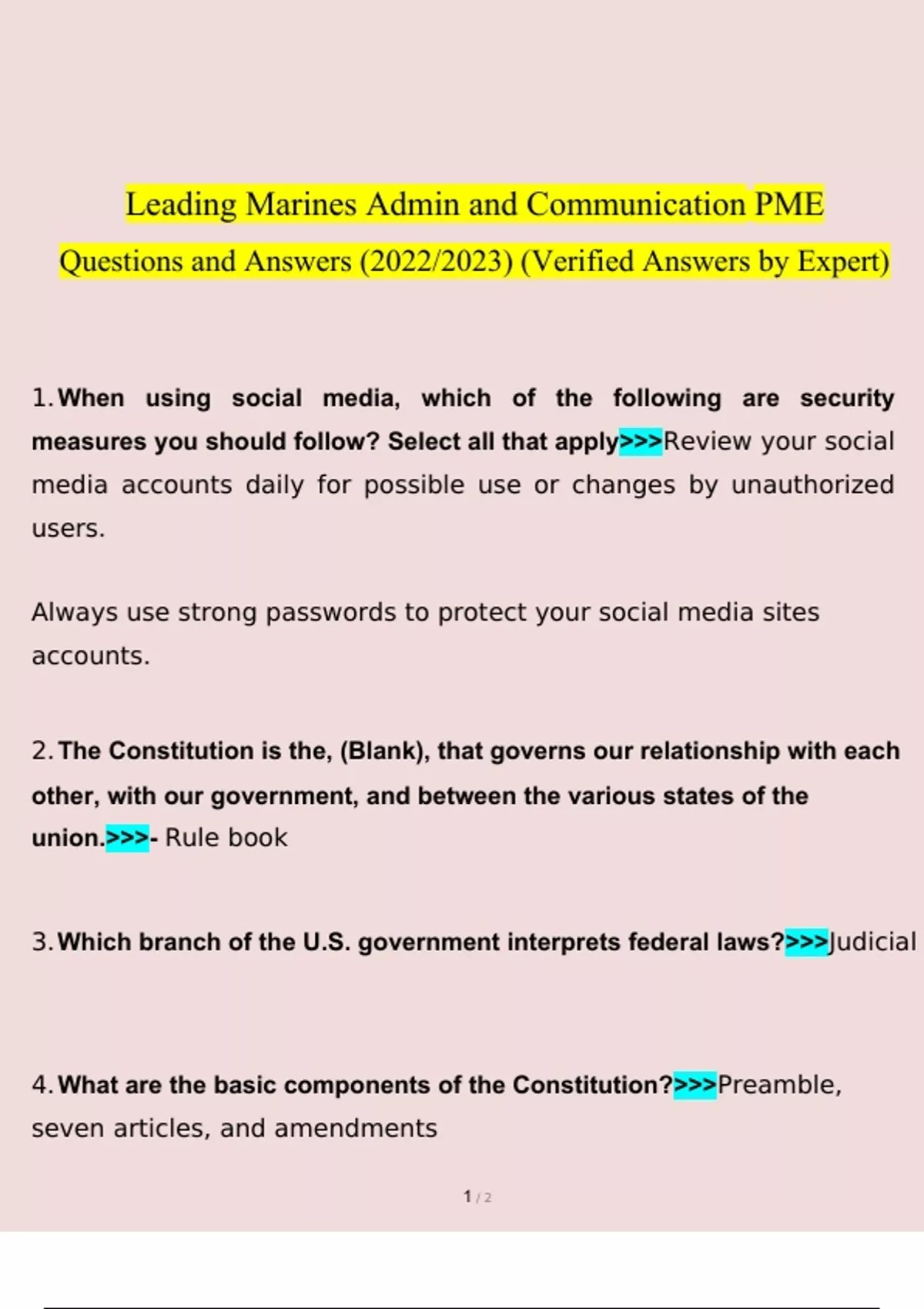 Leading Marines Admin and Communication Questions With Verified Answers ...