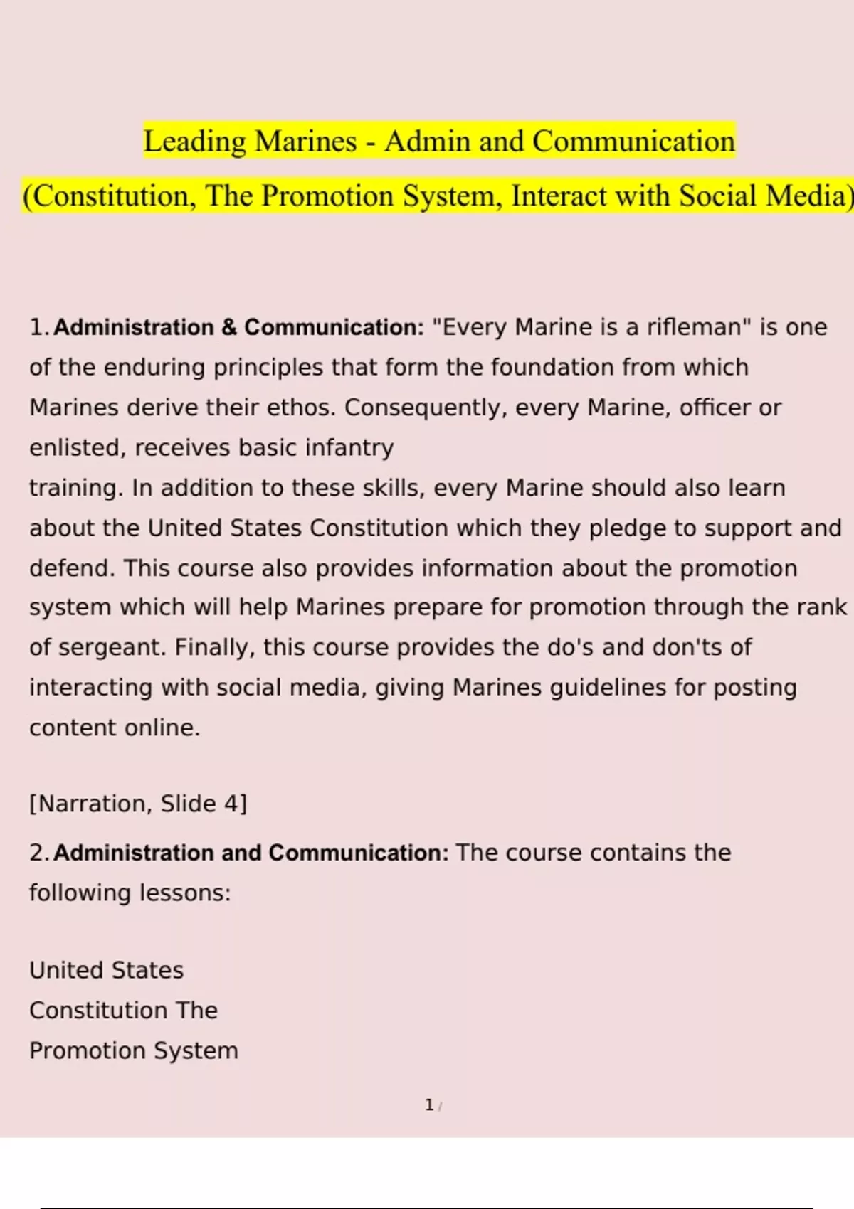Leading Marines - Admin and Communication (Constitution, The Promotion ...