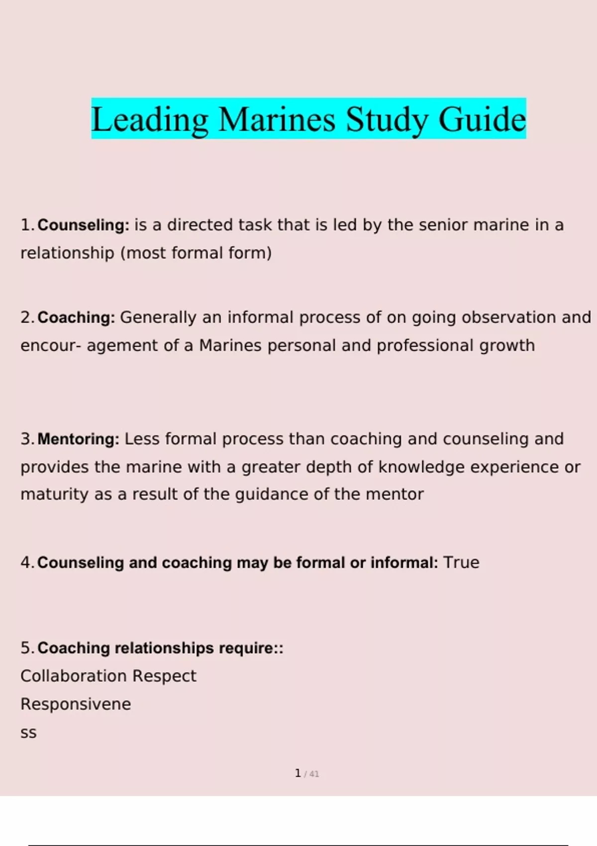 Leading Marines- The Mega Set Questions With Verified Answers - Leading ...