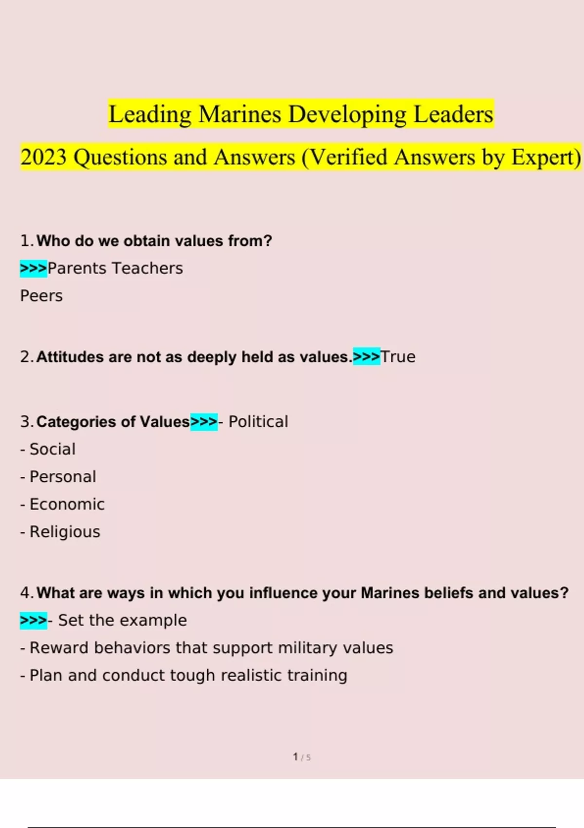 Leading Marines - Developing Leaderssss Questions With Verified Answers ...