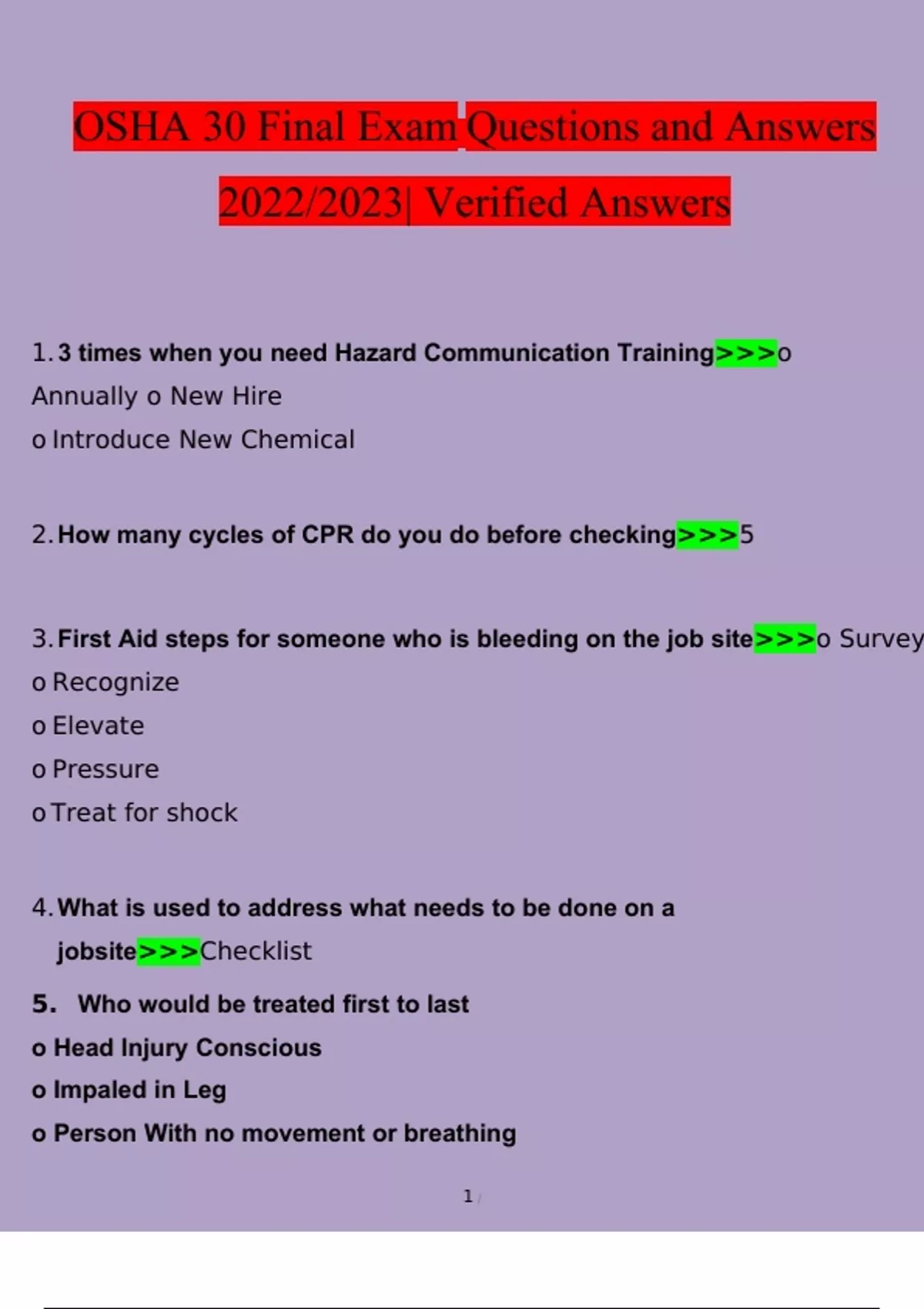 OSHA 30 Final Exam. questions and answers} (2022/2023) (verified ...