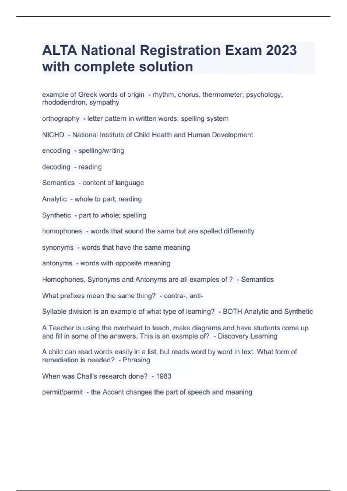 ALTA National Registration Exam 2023 with complete solution - ALTA ...