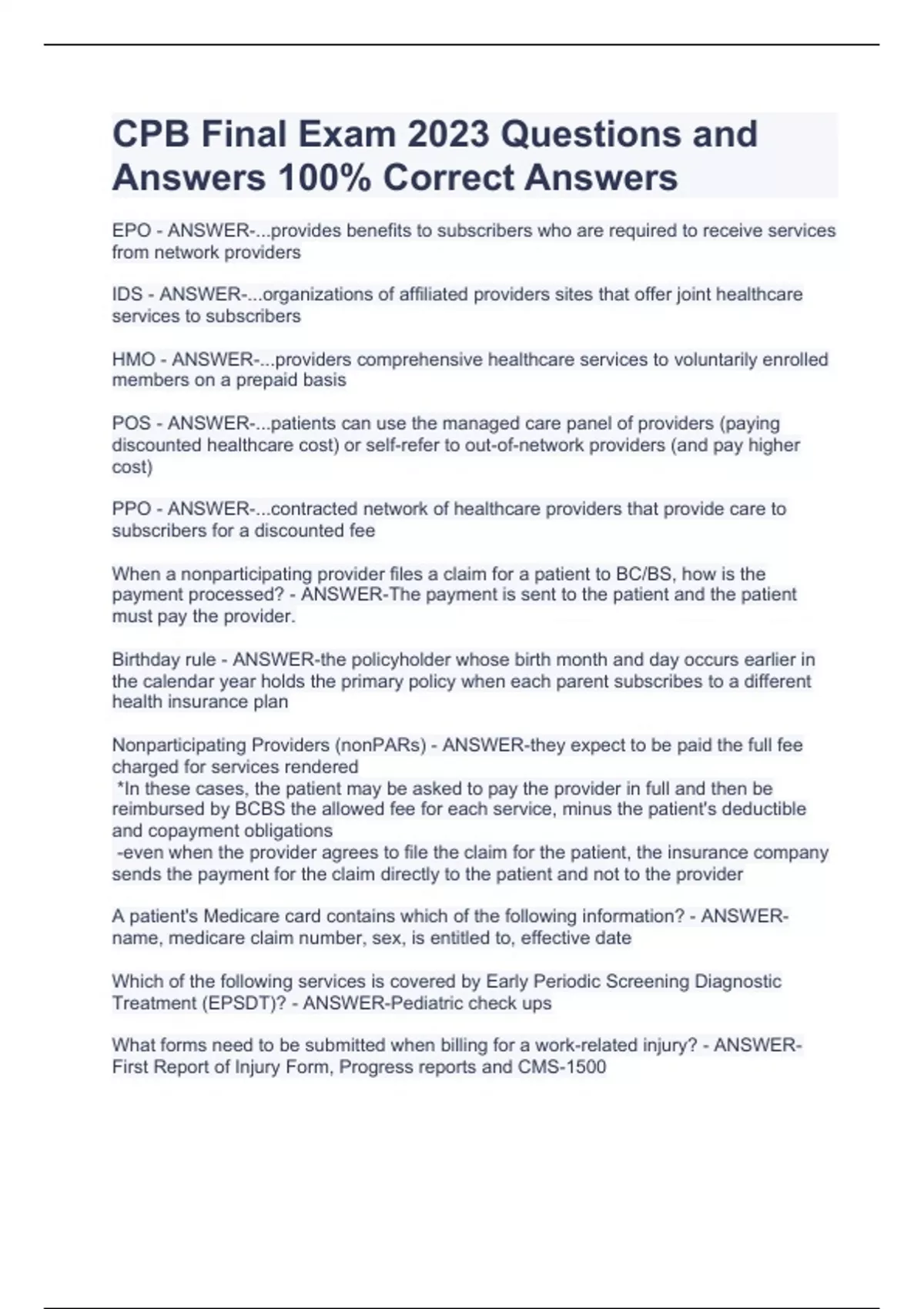 CPB Final Exam 2023 Questions and Answers 100% Correct Answers - CPB ...