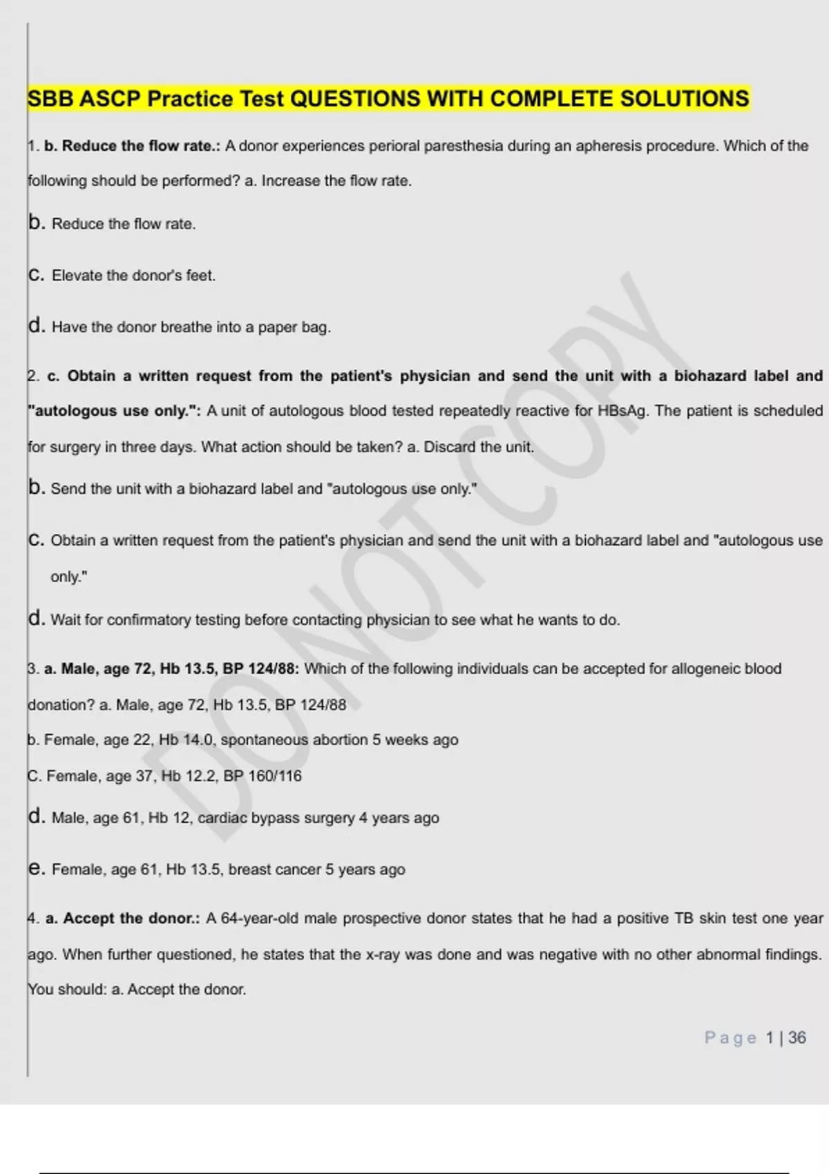 SBB ASCP Practice Test QUESTIONS WITH COMPLETE SOLUTIONS - SBB ASCP ...