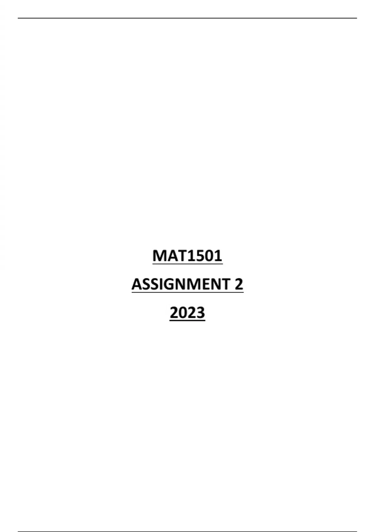 MAT1501 ASSIGNMENT 2 2023 - Mat1501 (MAT1501) - Stuvia SA