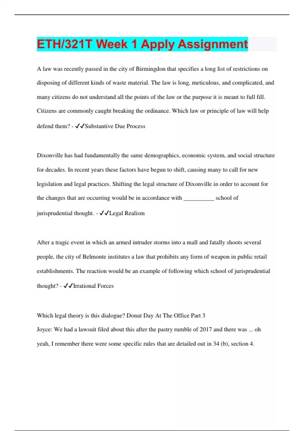 ETH/321T Week 1 Apply Assignment | 40 Questions with 100% Correct ...