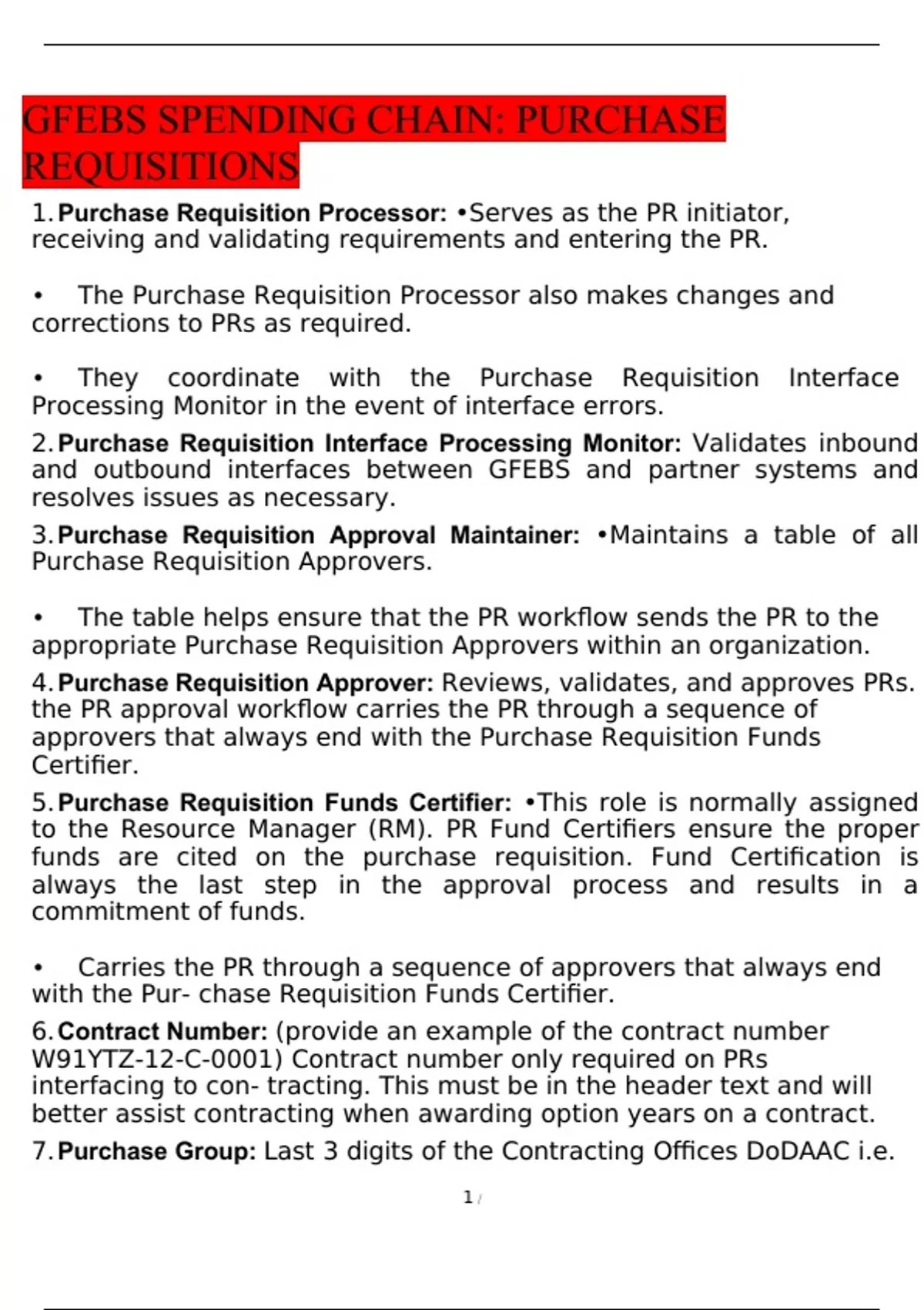GFEBS Spending Chain Purchase Requisitions Processor (2023 – 2024 ...