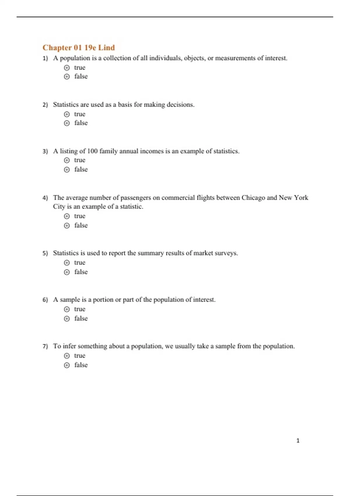 Test Bank for Statistical Techniques in Business and Economics, 19th ...