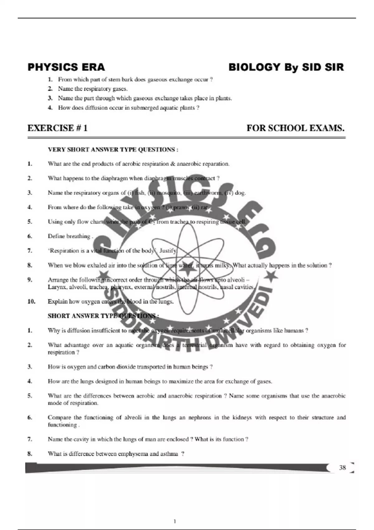 Test paper of respiration in plants and animals - Science - Stuvia US