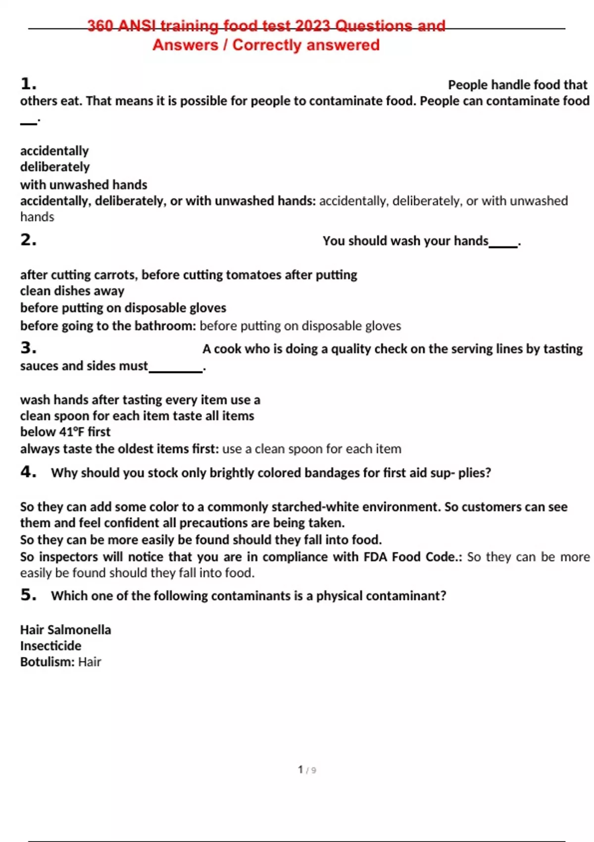 360 ANSI training food test 2023 Questions and Answers / Correctly ...