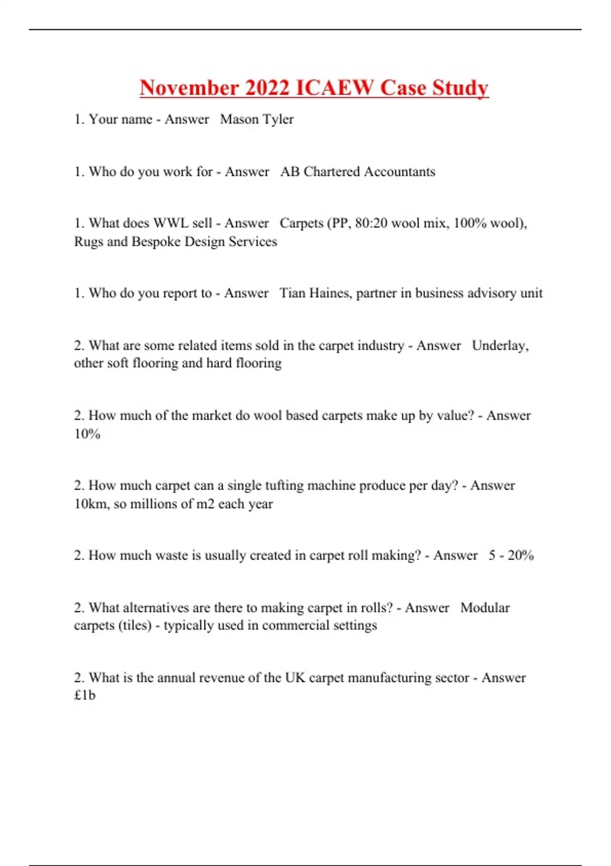 November 2022 ICAEW Case Study - ICAEW - Stuvia US