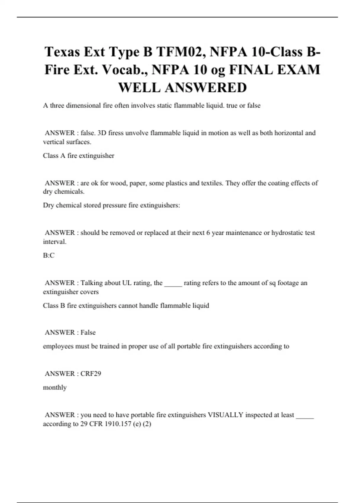 Texas Ext Type B TFM02, NFPA 10-Class B-Fire Ext. Vocab., NFPA 10 og ...