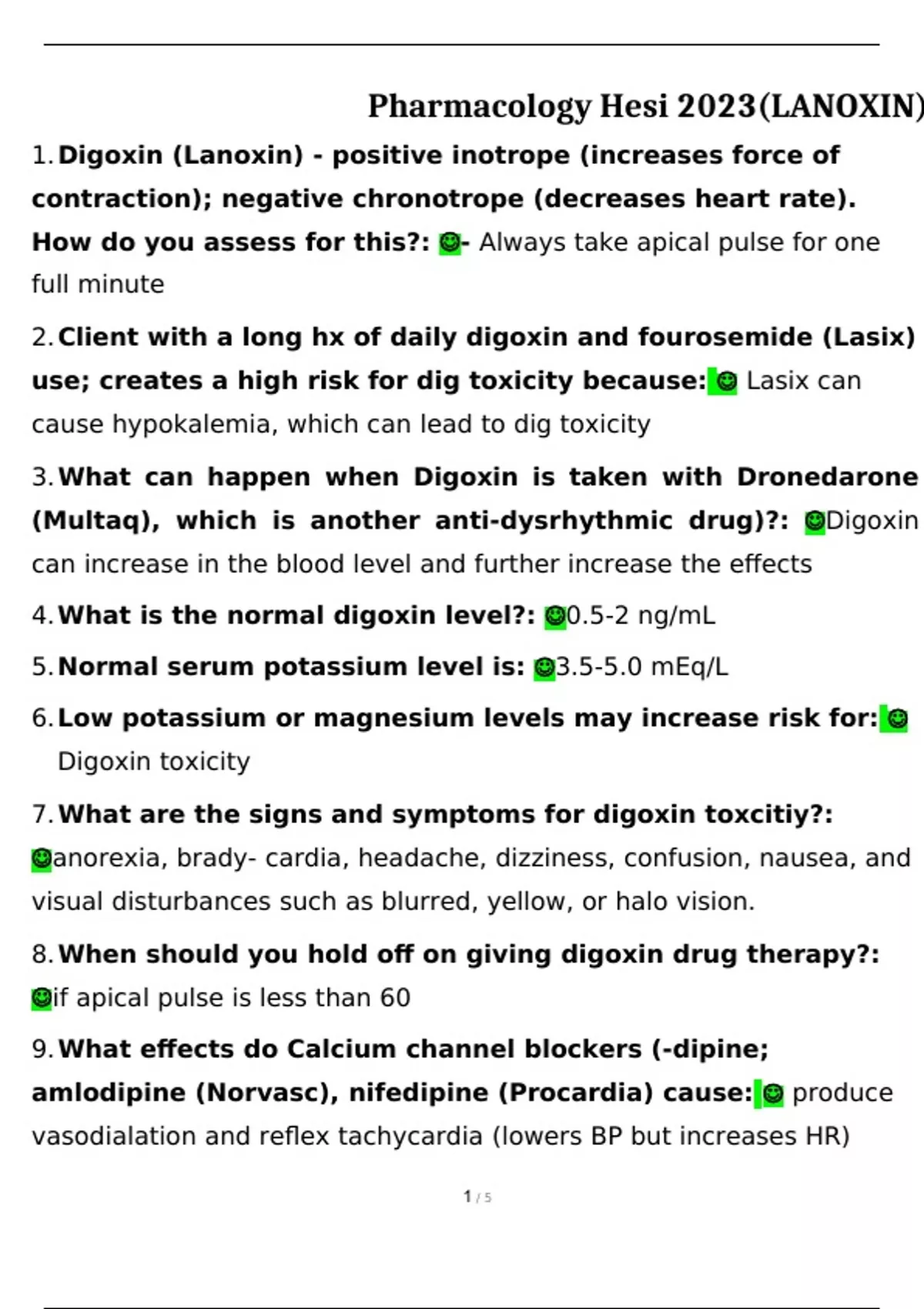 REVISED 2023 Hesi Pharmacology Exit Exam(LANOXIN).WITH COMPLETE ...