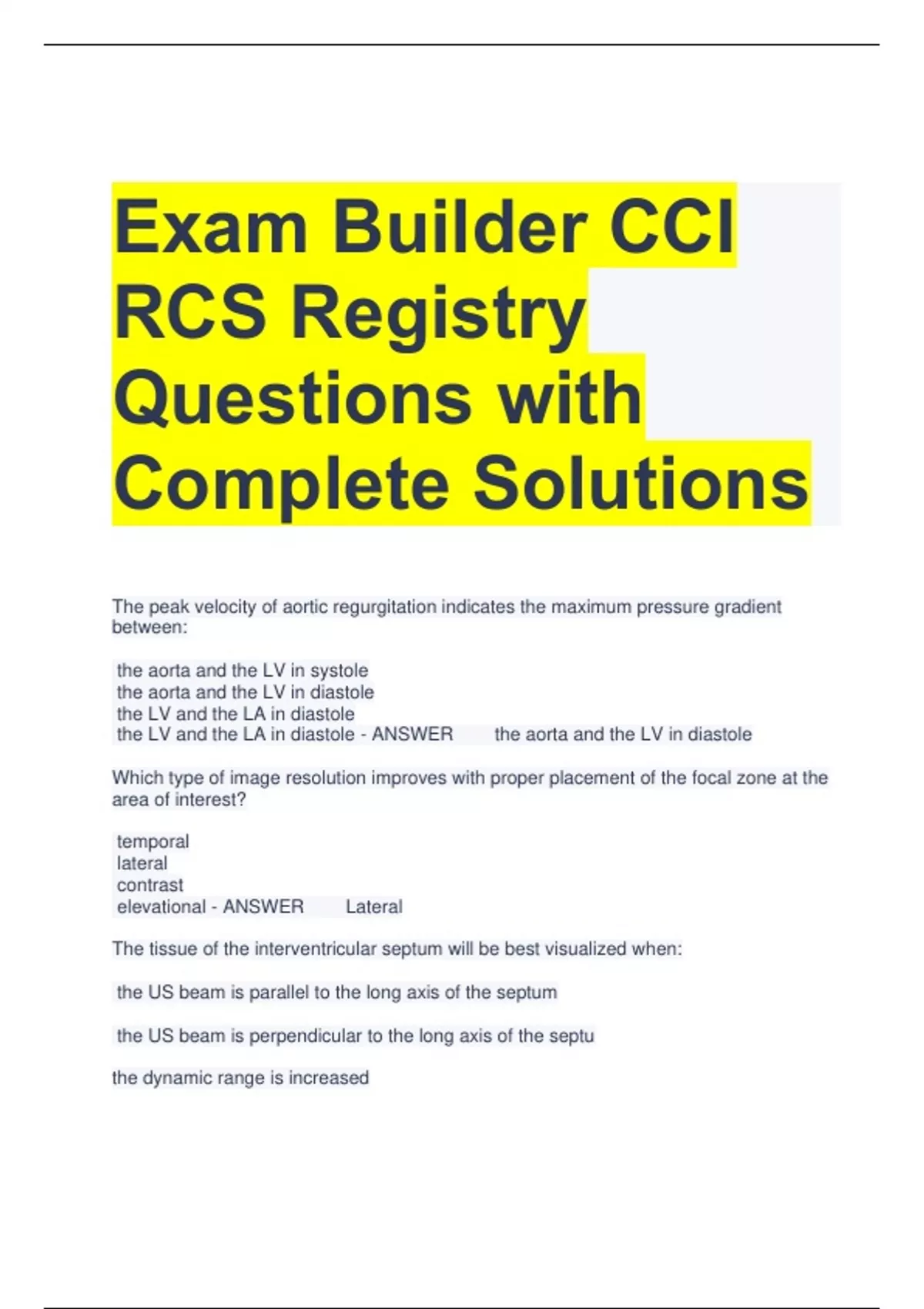 Exam Builder CCI RCS Registry Questions with Complete Solutions - CCI ...