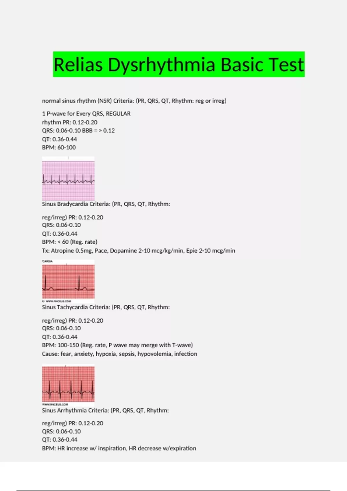 Relias Dysrhythmia Basic Test Questions and Answers (Verified Answers ...