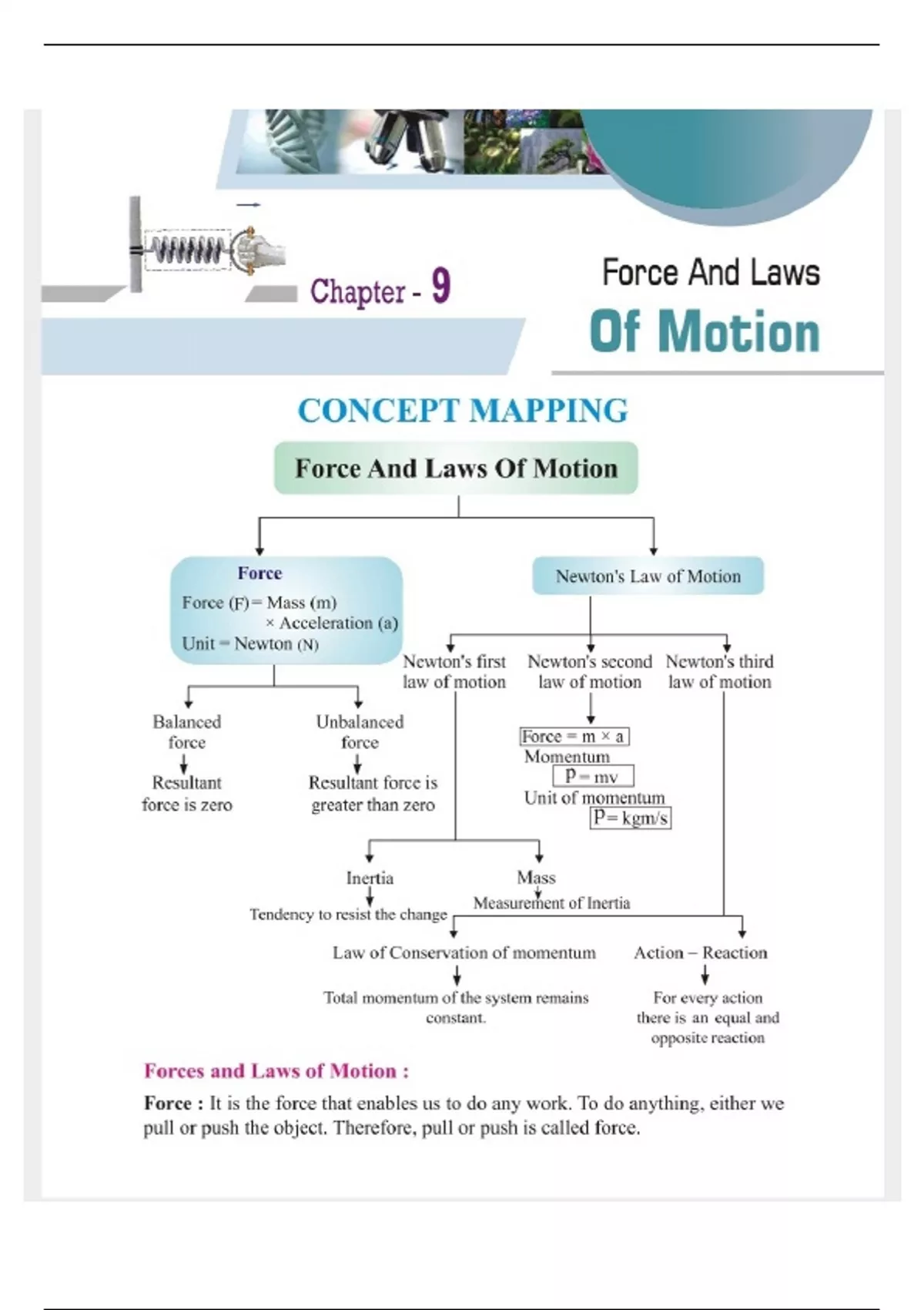 Chapter_9 Force and laws of motion, - Biology or physics or - Stuvia US