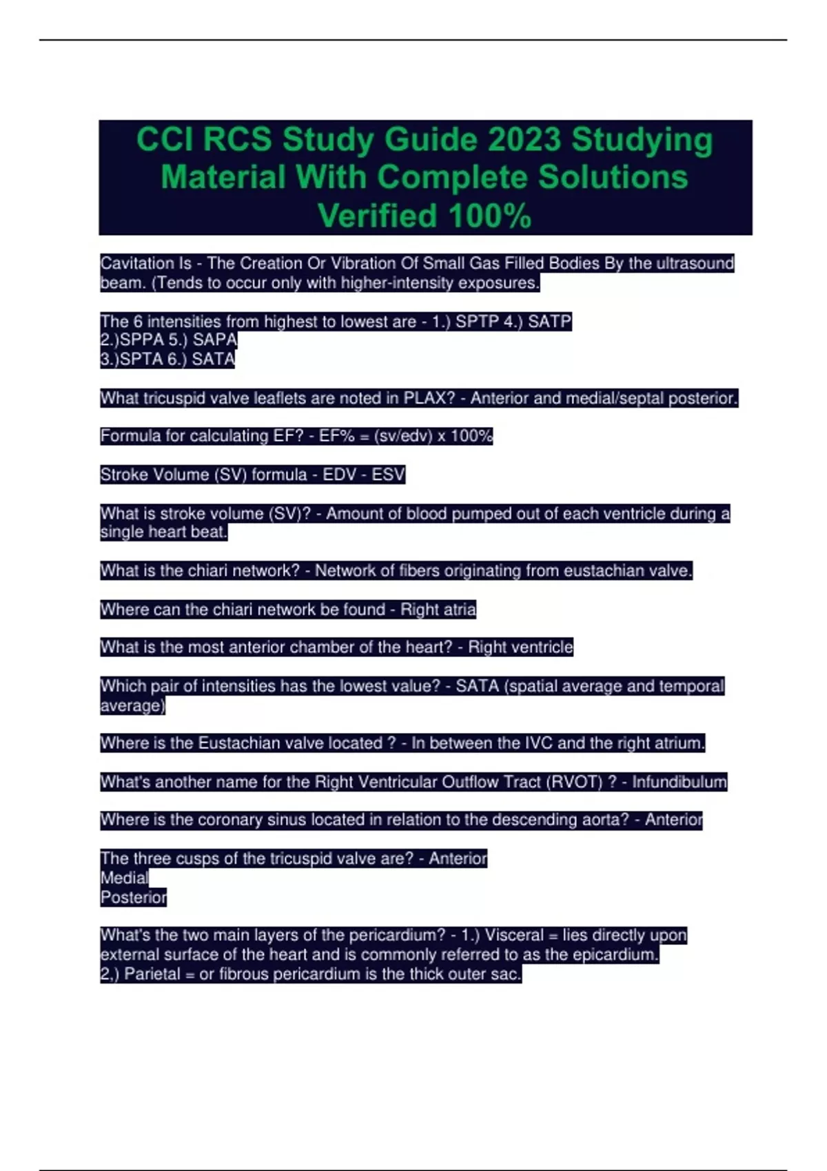 CCI RCS Study Guide 2023 Studying Material With Complete Solutions Verified 100% - CCI RCS ...