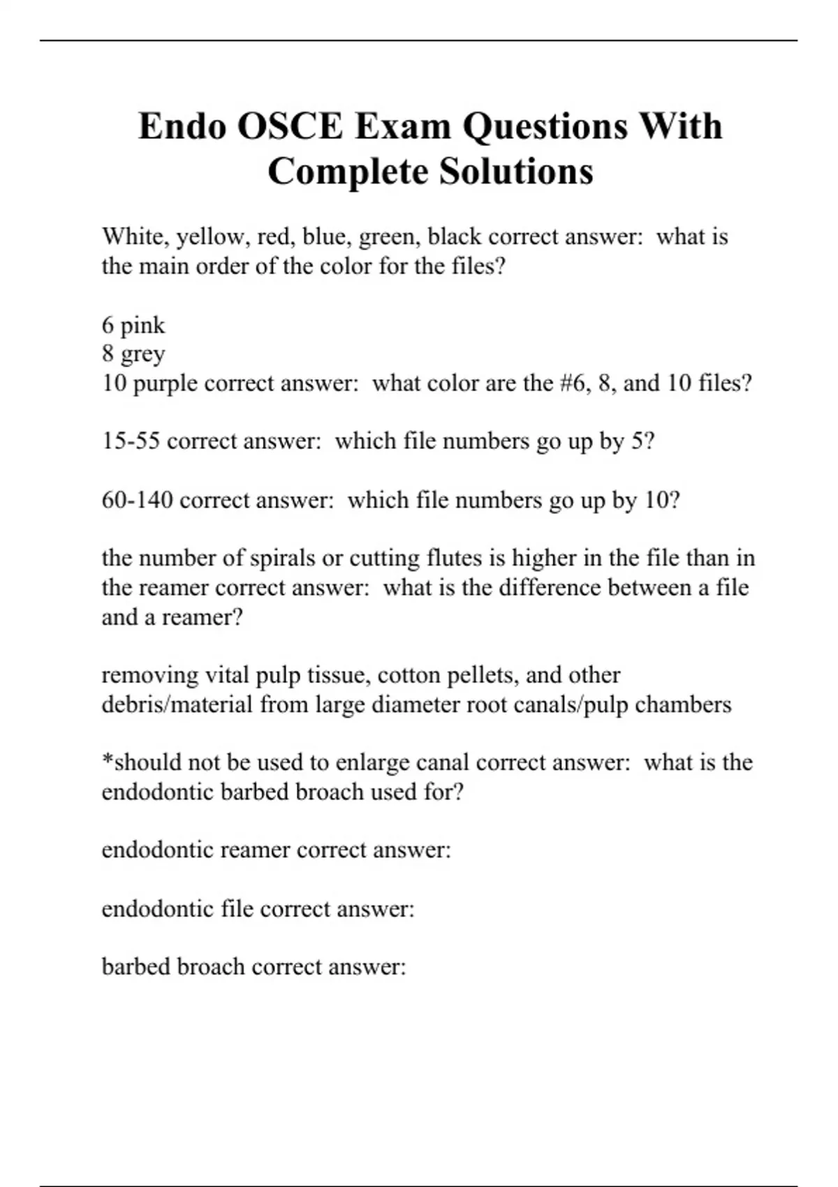 Endo OSCE Exam Questions With Complete Solutions - ADEX DSE OSCE ...