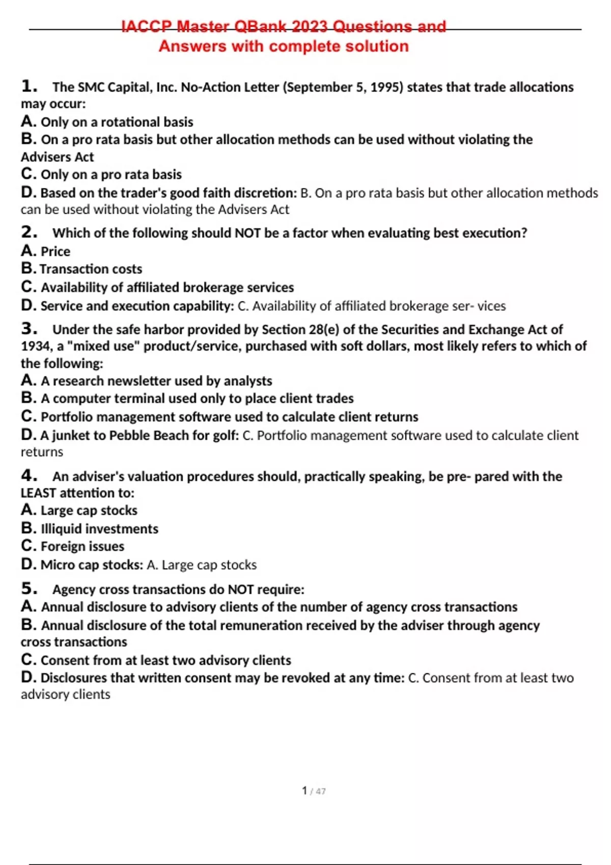 IACCP Master QBank 2023 Questions and Answers with complete solution - IACCP Master - Stuvia US