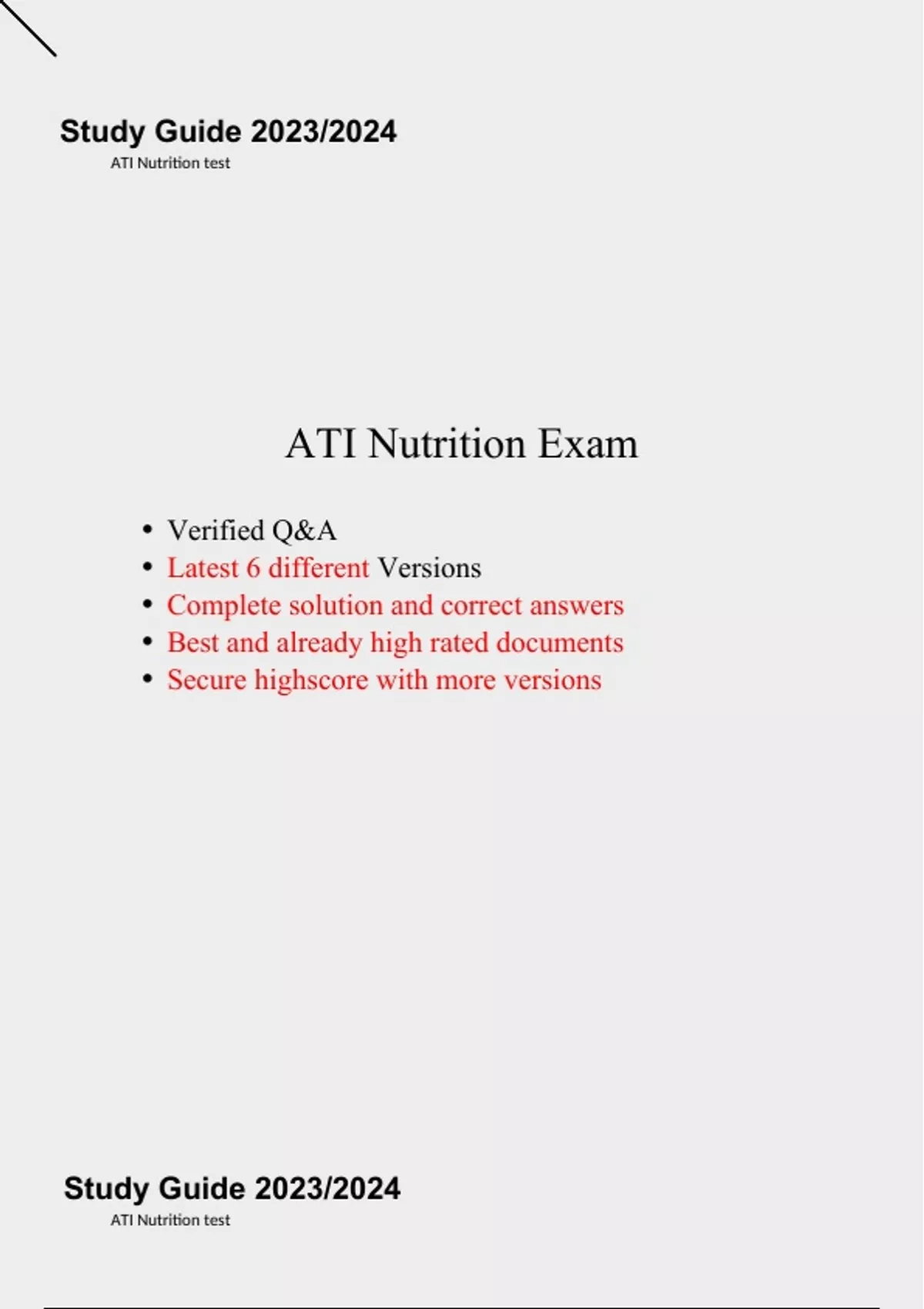 ATI RN Nutrition Exam (6 New Latest Versions ) - ATI Nutrition - Stuvia US