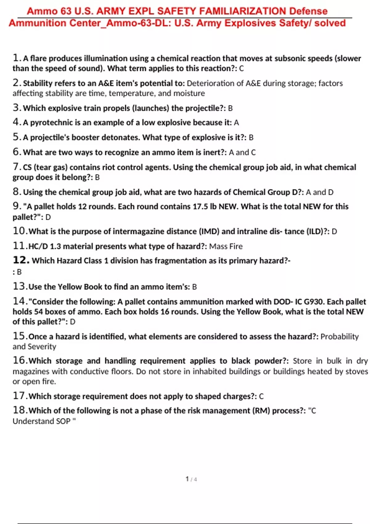 Ammo 63 U.S. ARMY EXPL SAFETY FAMILIARIZATION Defense Ammunition Center ...
