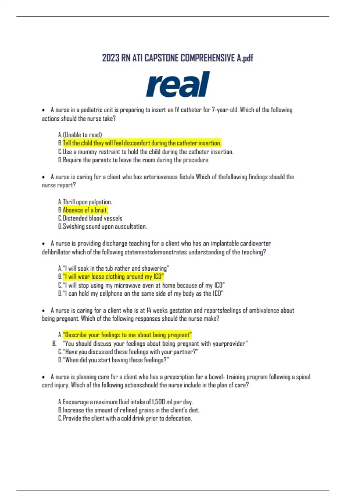 2023 RN ATI CAPSTONE COMPREHENSIVE A.pdf - 2023 RN ATI CAPSTONE ...