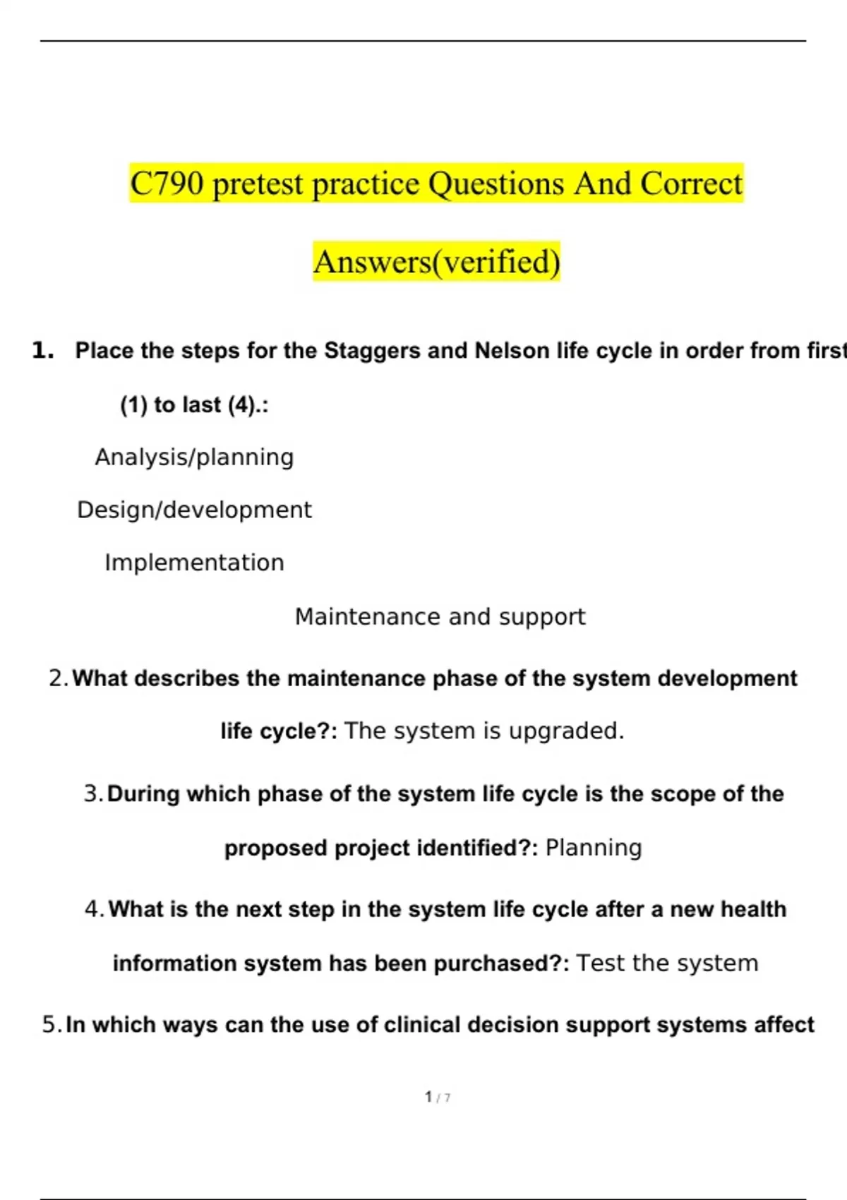 WGU C790 Pretest Practice Questions and Answers 2023 (Verified Answers ...
