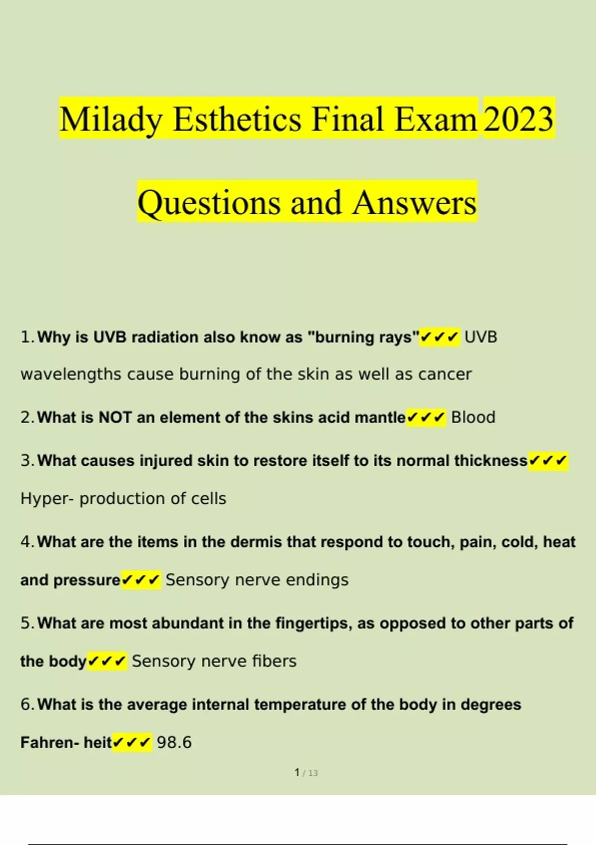 Milady Esthetics State board Exam 2023 STUDY BUNDLE (COMPLETE PACKAGE ...