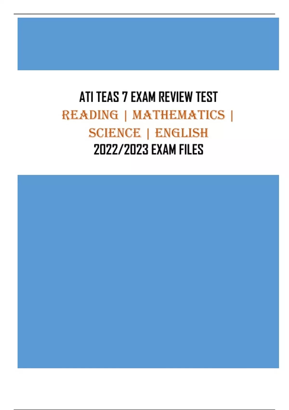 ATI TEAS 7 EXAM REVIEW TEST (V3) Reading | Mathematics | Science ...