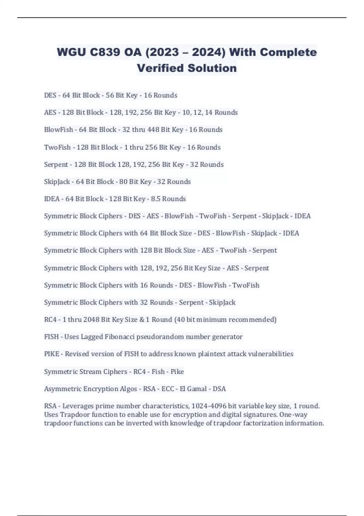 WGU C839 OA (2023 – 2024) With Complete Verified Solution - WGU C839 OA ...