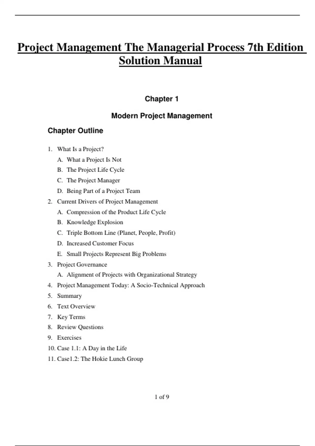 Solution Manual for Project Management The Managerial Process 7th Edition / All Chapters 1 - 16 ...